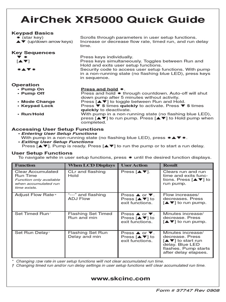 Airchek Xr5000 Quick Guide: Keypad Basics | PDF