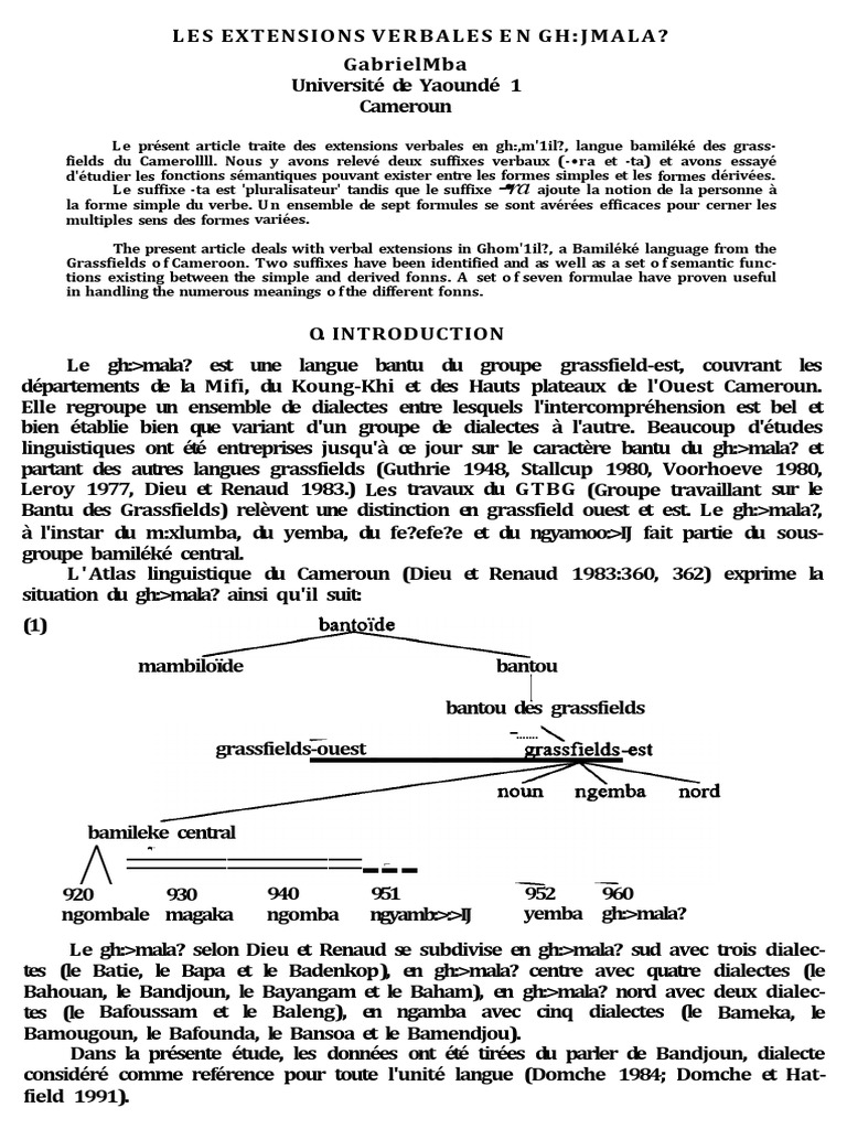 Grammaire Gomala Digit | PDF | Dialecte | Verbe
