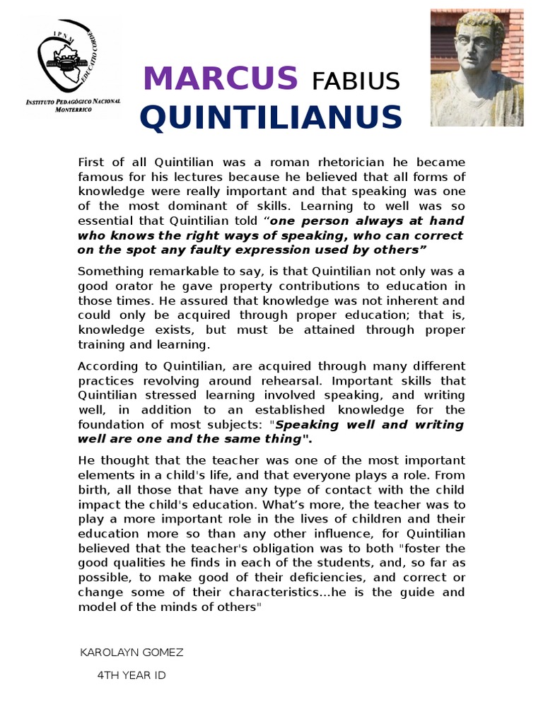 Marcus Fabius Quintilianus | PDF