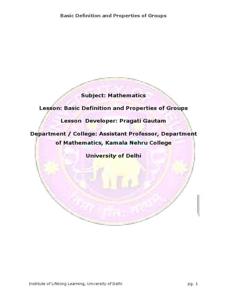 Basic Definitions and Properties of Groups | PDF