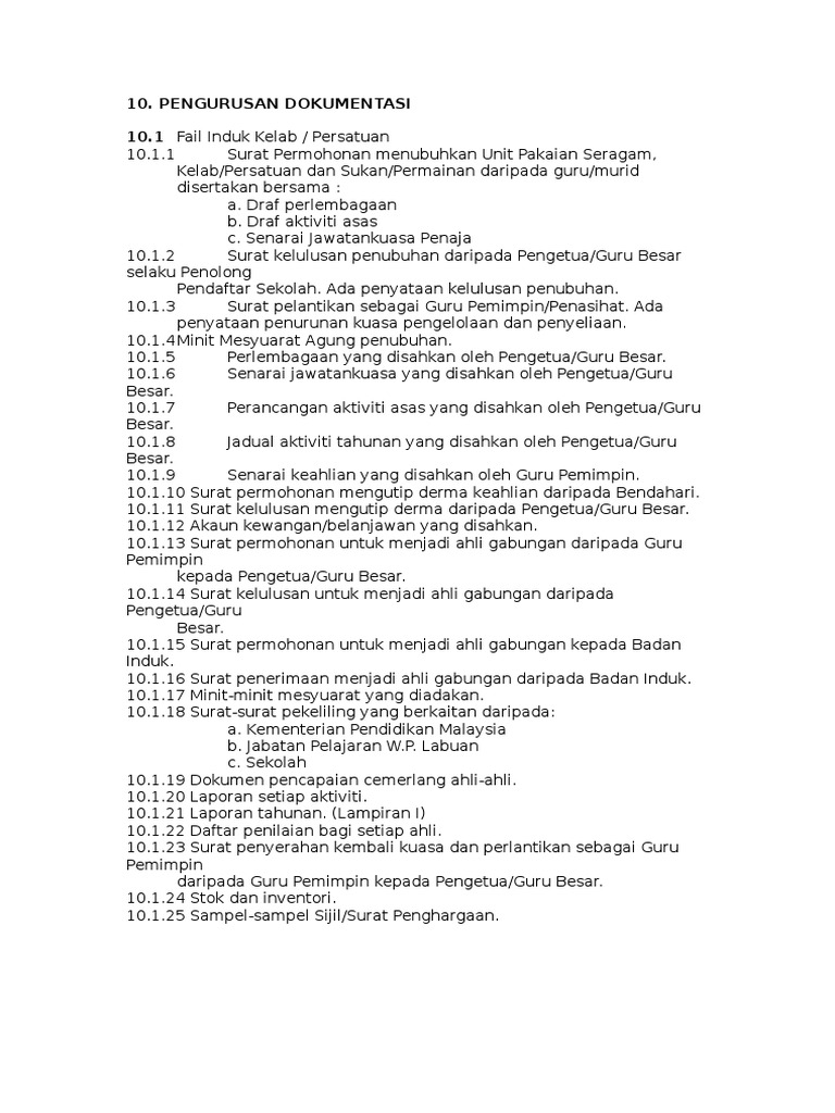 Fail Dokumentasi Yang Mesti Ada Dalam Sebuah Fail Persatuan | PDF
