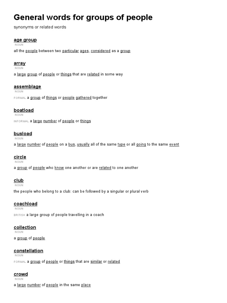 General Words For Groups of People | PDF | Grammatical Number | Noun