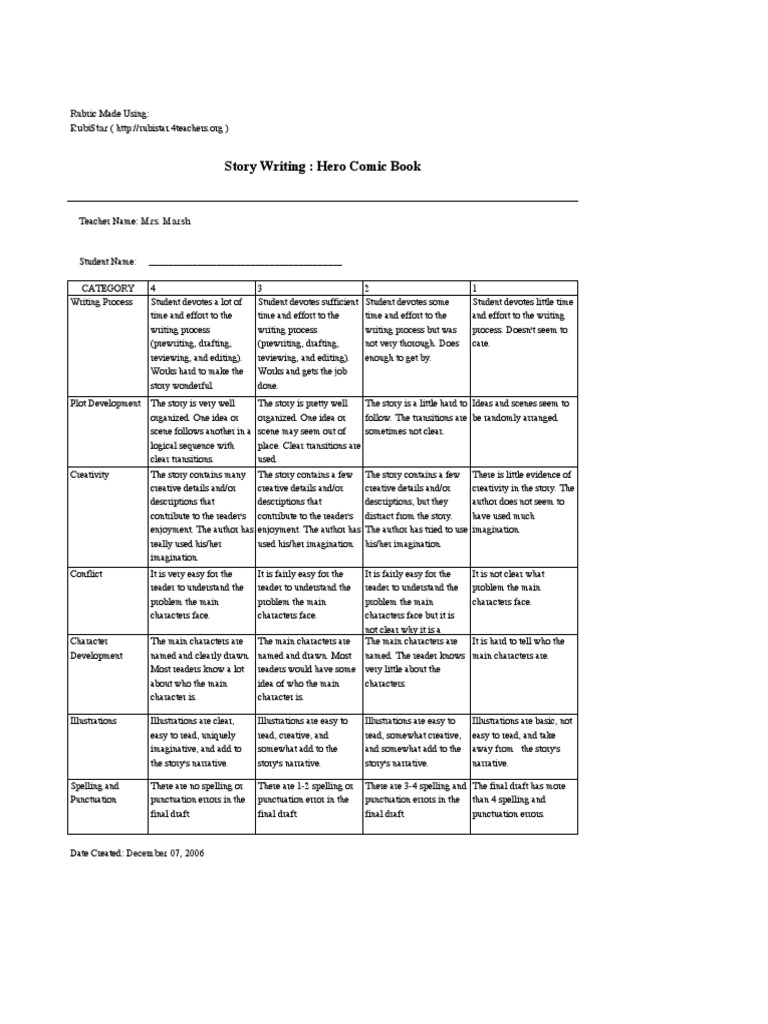 Comic Rubric | PDF | Narrative | Books