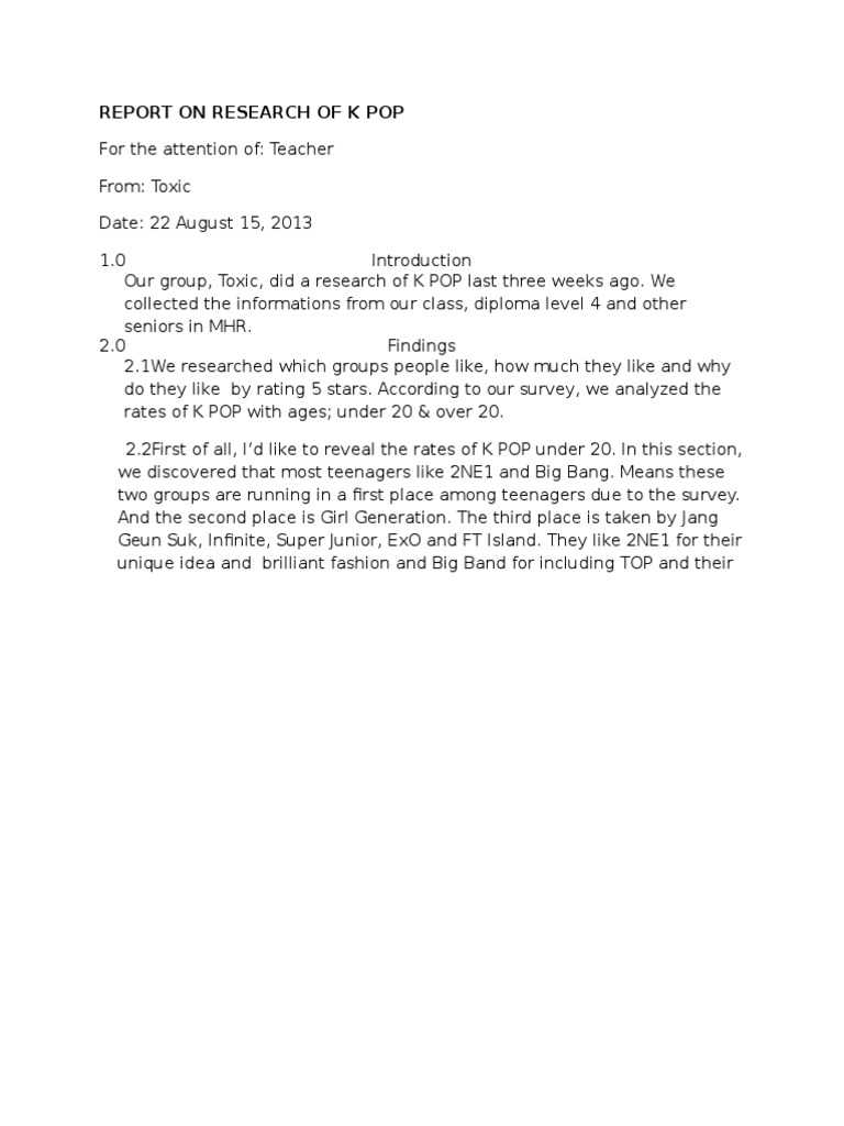 Report On Research of K Pop | PDF