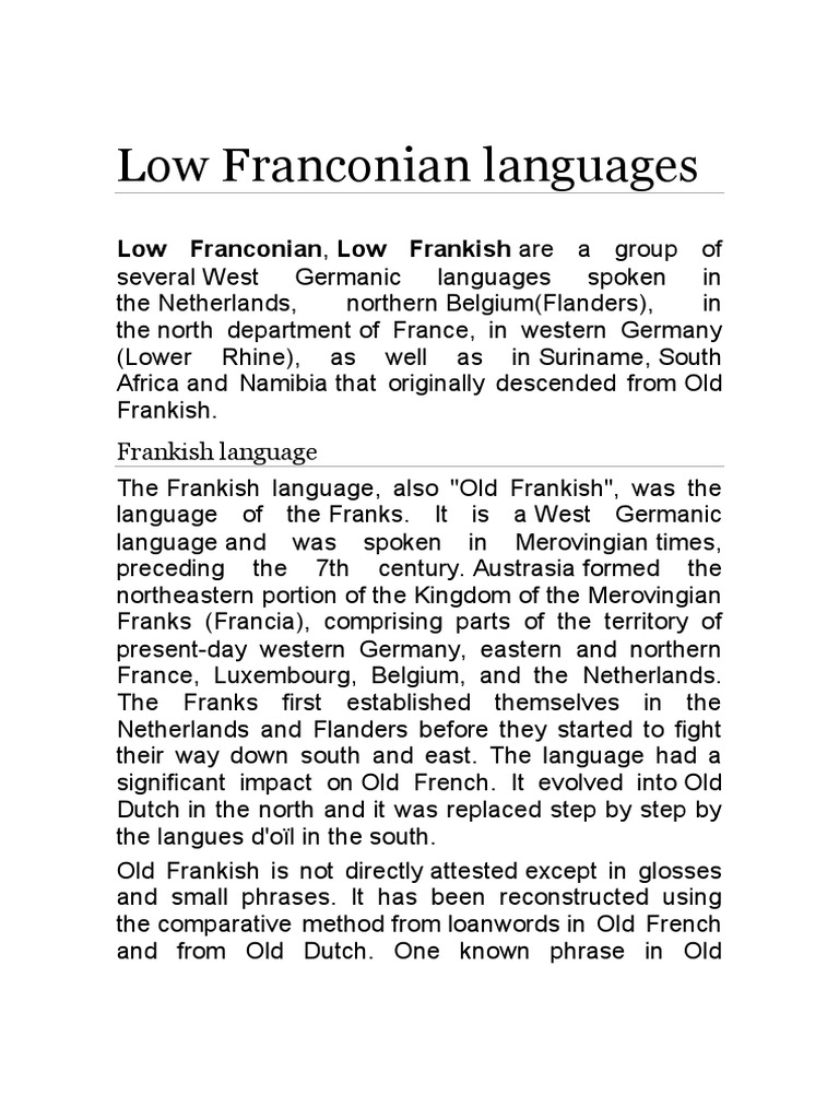 Low Franconian languages.pdf | Europe | Dialect