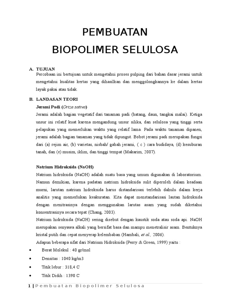 Pembuatan Biopolimer Selulosa dari Jerami | PDF | Sains & Matematika