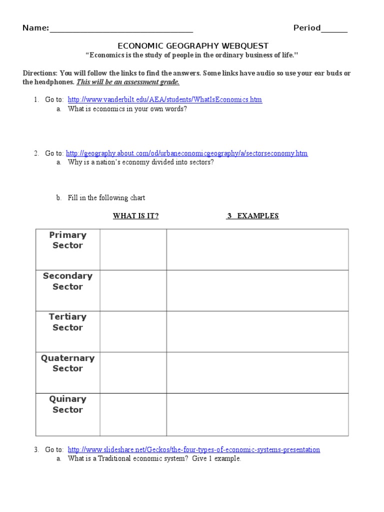 Economic Geography Student Guide | PDF | Developing Country | Gross ...