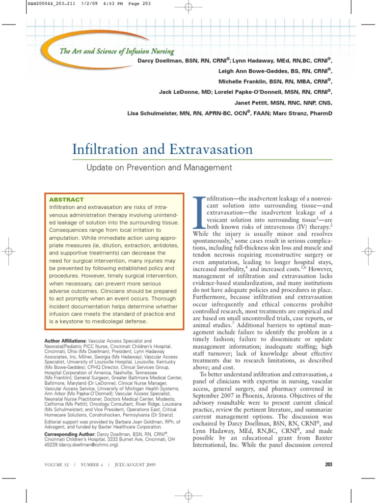 Infiltration & Ekstravasation | Intravenous Therapy | Dimethyl Sulfoxide