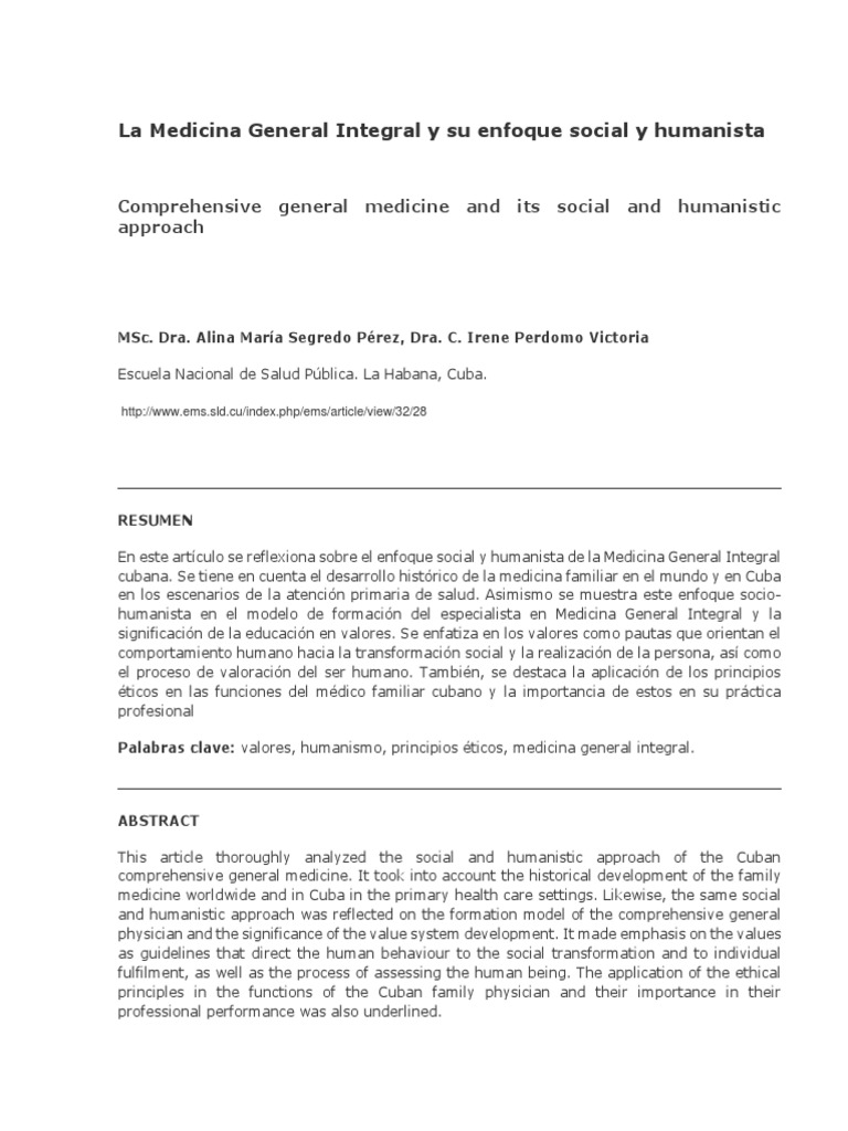 La Medicina General Integral y Su Enfoque Social y Humanista | PDF ...