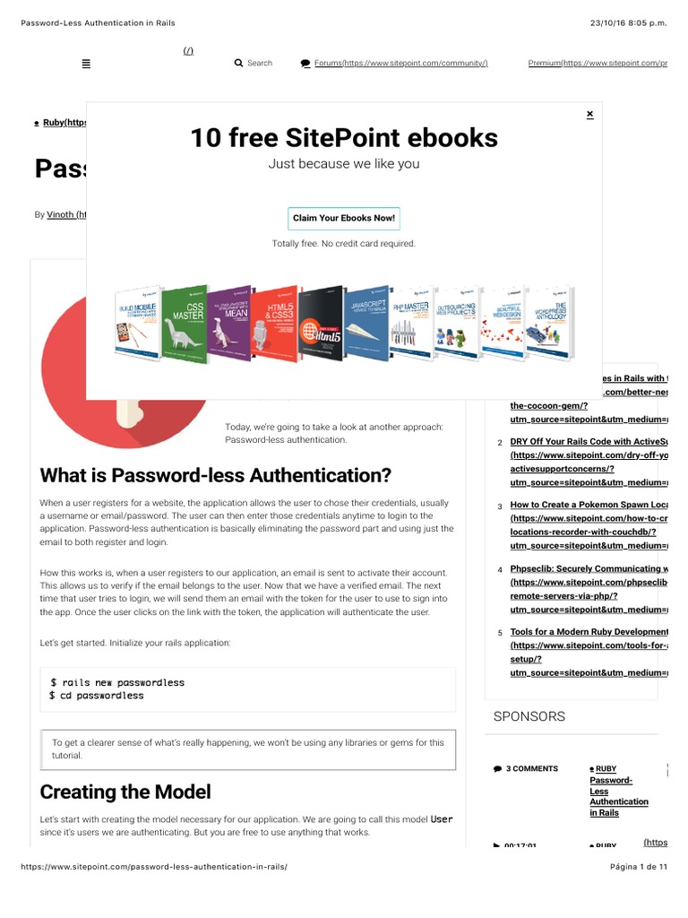 Password-Less Authentication in Rails | PDF | Computer Network Security | Information Governance