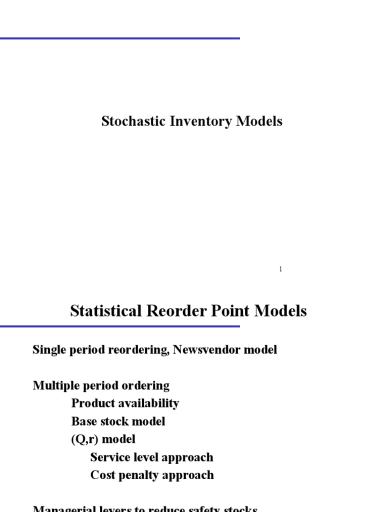 Stochastic Inventory Models | PDF | Inventory | Statistical Theory