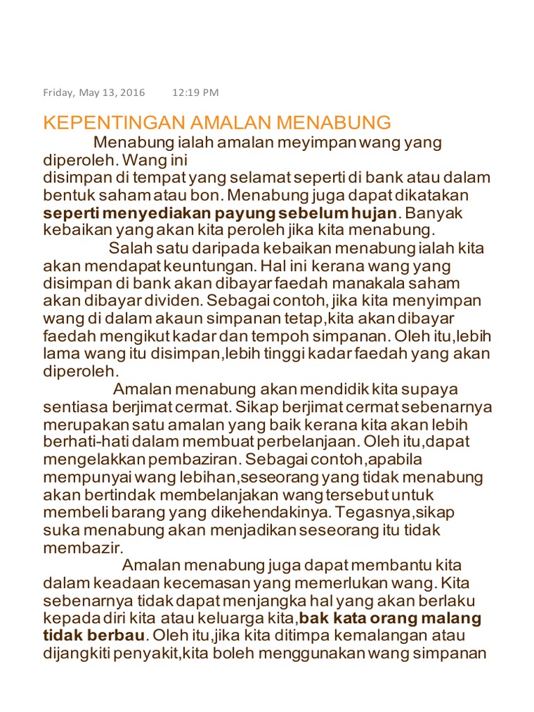 Kepentingan Amalan Menabung | PDF Kepentingan Amalan Menabung | PDF