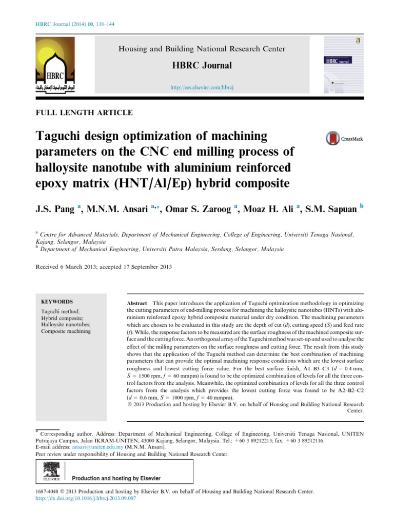 Taguchi Cnc Download Free Pdf Experiment Composite Material