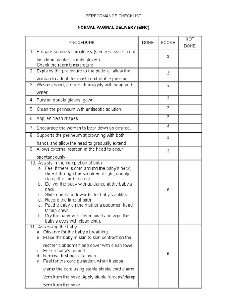 Normal Spontaneous Delivery NSD (EINC) | PDF