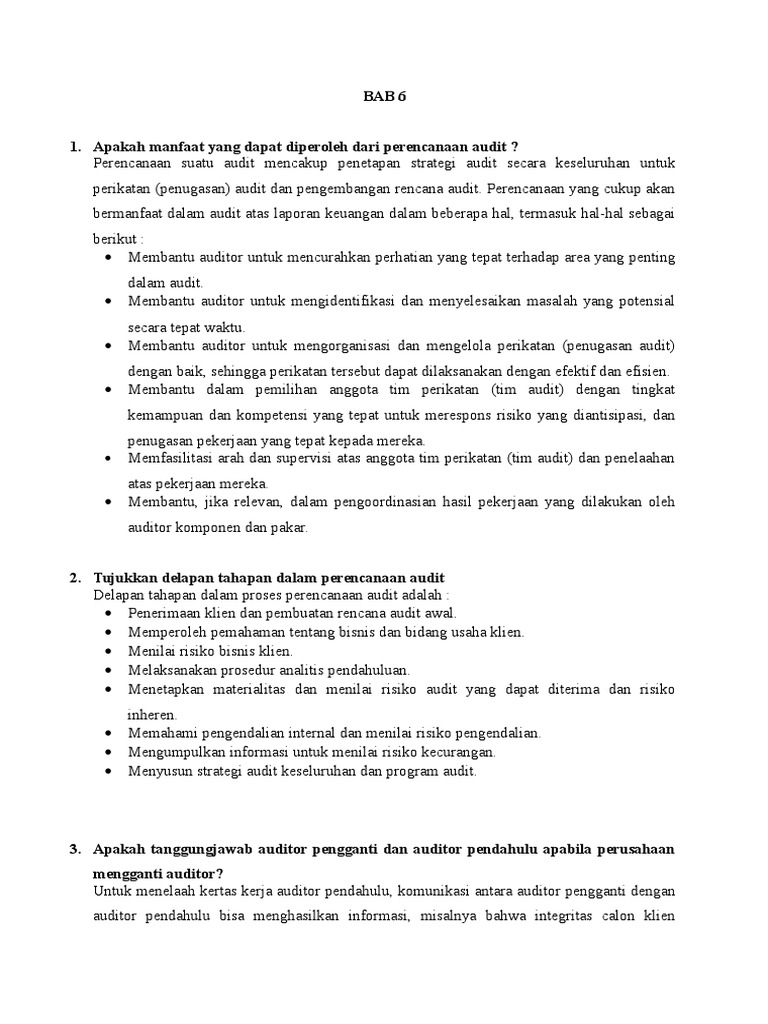 Bab 6 Audit | PDF | Karier & Perkembangan | Pengelolaan Keuangan & Uang