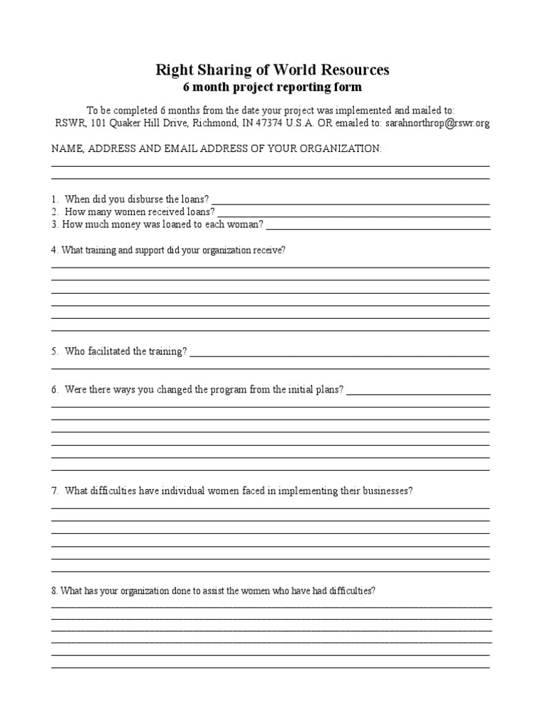 6 Month Reporting Form India | PDF