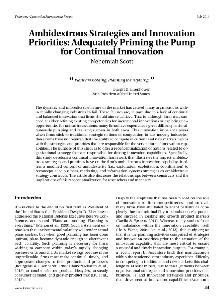 Ambidextrous Strategies and Innovation PDF | PDF | Strategic Management | Innovation