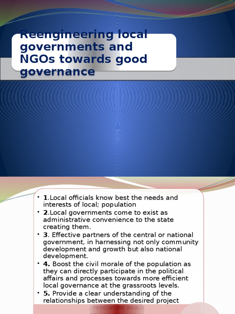 Reengineering Local Governments and Ngos Towards Good Governance | PDF ...