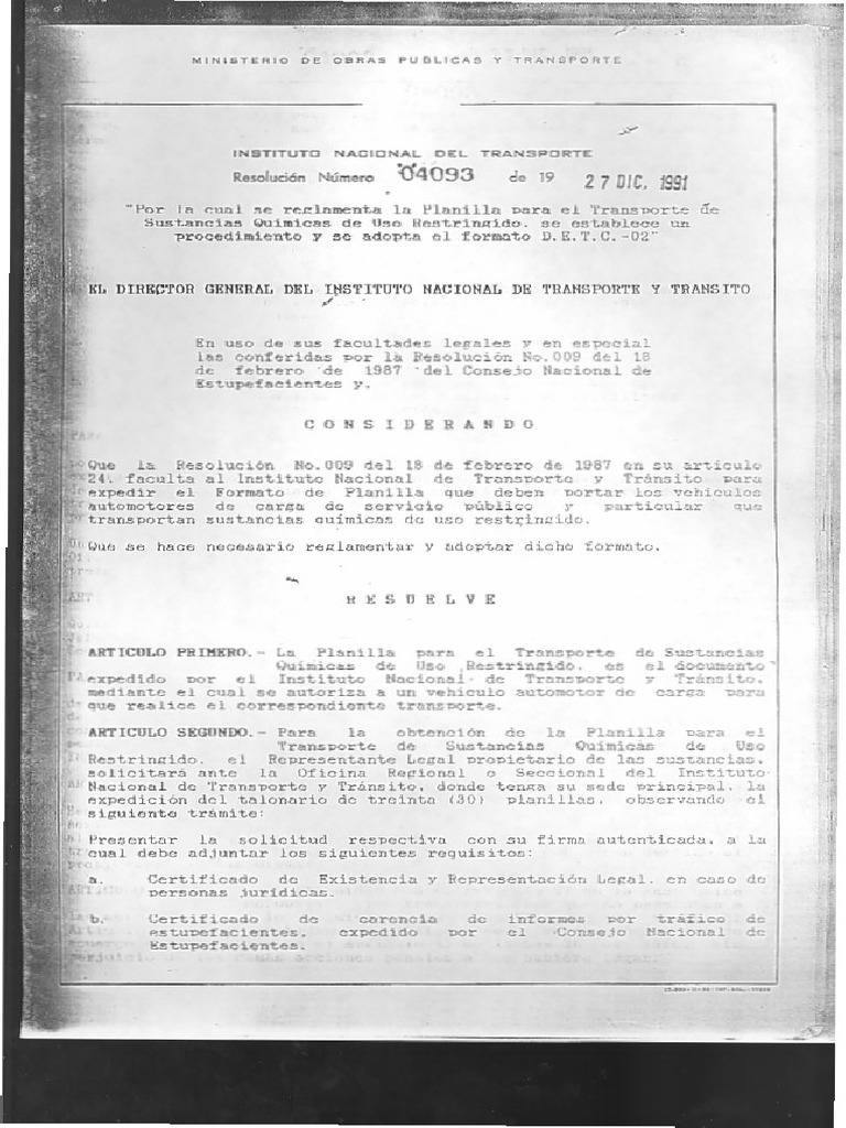 Resolucion 4093 de 1991 | PDF