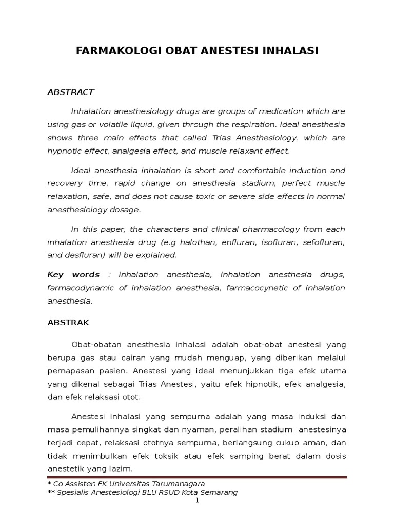 Anestesi - Anestesi Inhalasi | PDF