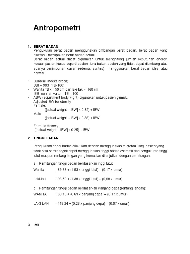 Antropometri | PDF | Kesehatan Holistik | Sains & Matematika
