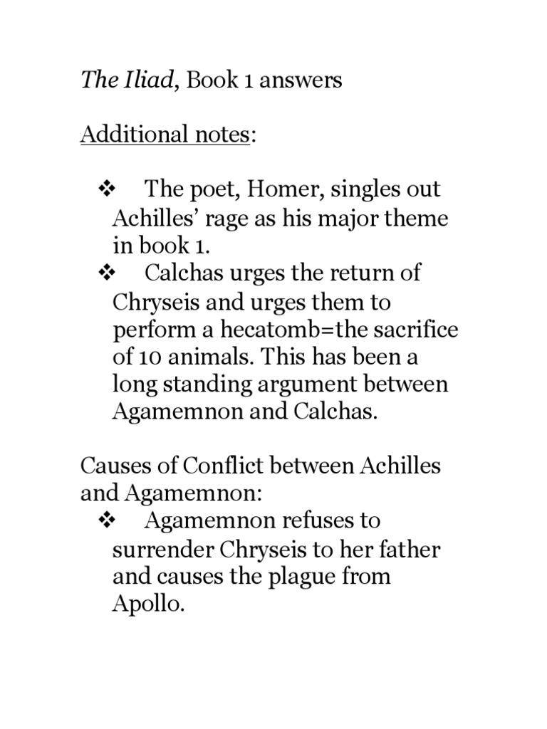 The Conflict Between Achilles and Agamemnon in Book 1 of The Iliad ...