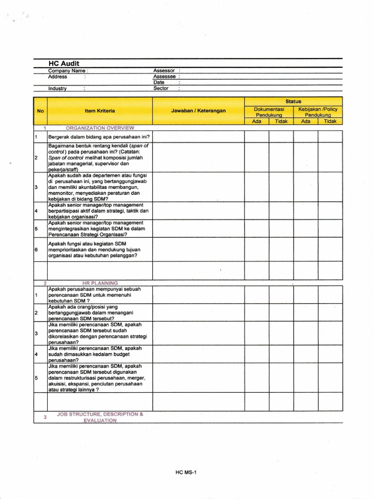 Form Audit SDM (Sumber Daya Manusia) | PDF