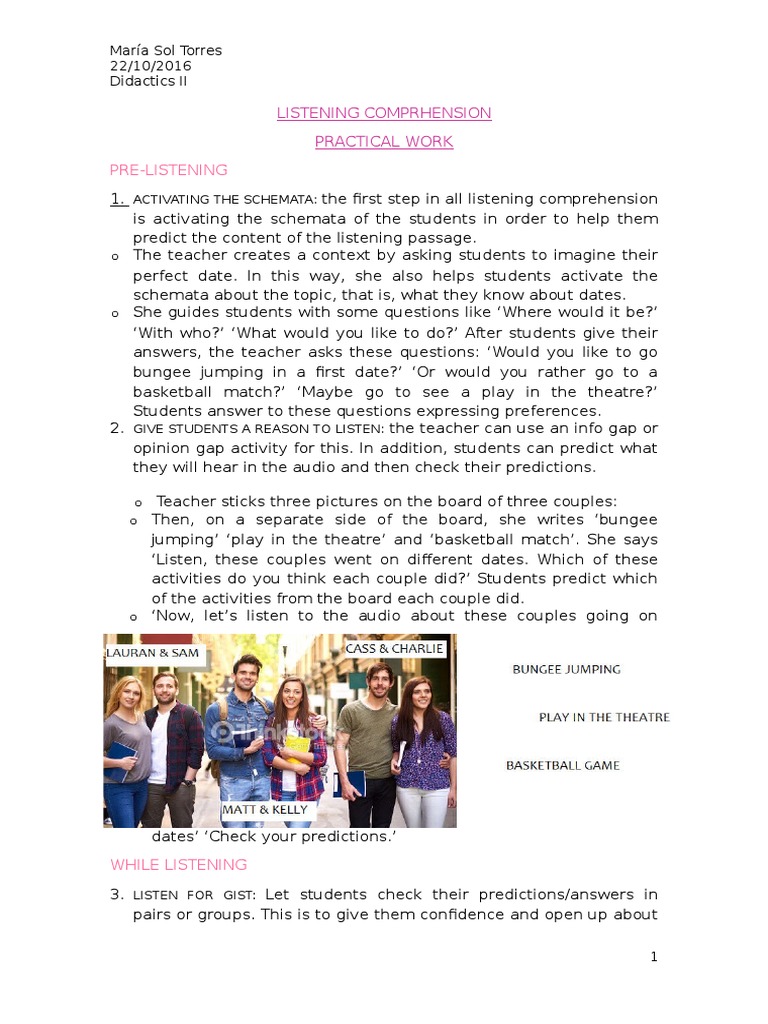 Listening Comprehension Practical Work | PDF | Reading Comprehension ...