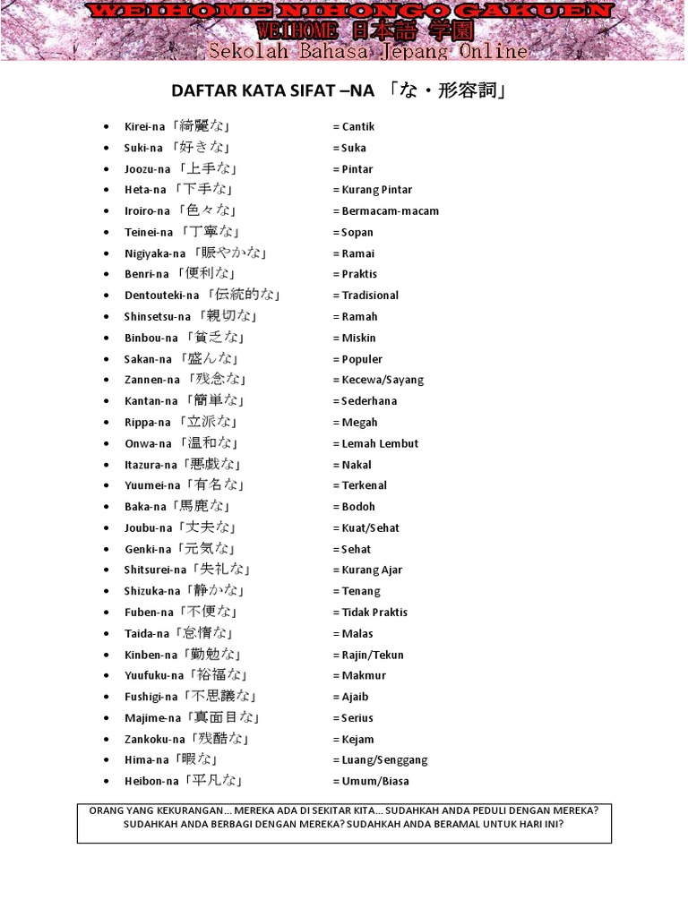 DAFTAR KATA SIFAT Na PDF | PDF