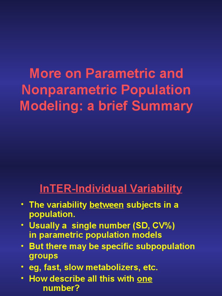 More On Parametric and Nonparametric Population Modeling | PDF