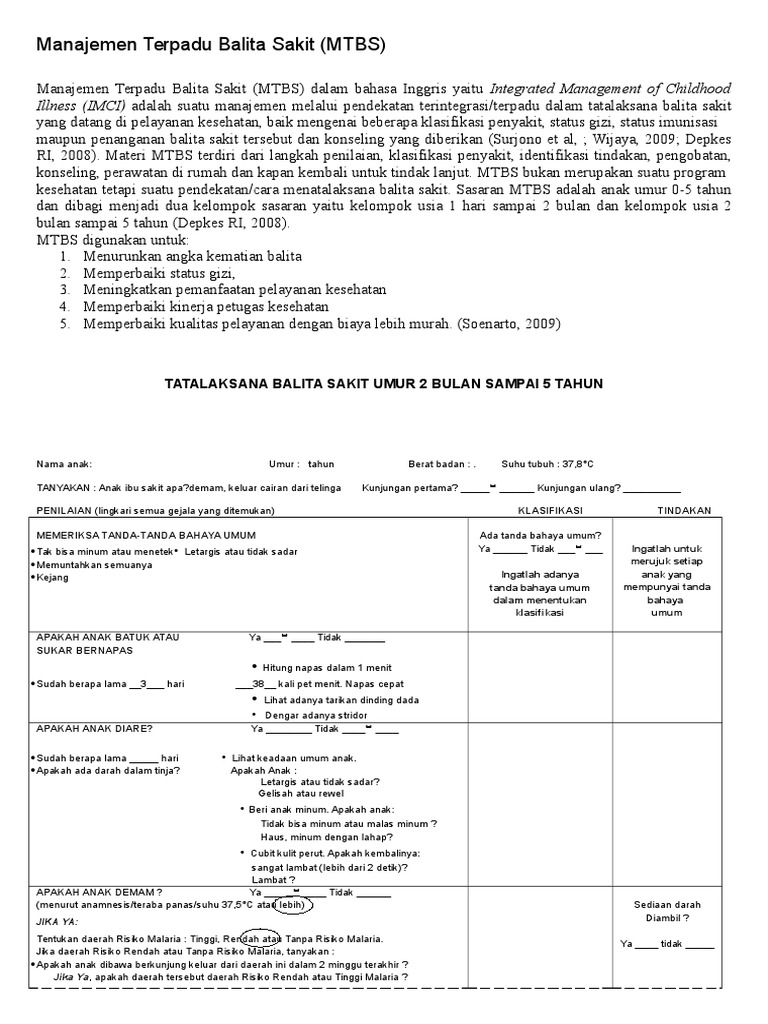 Format Pengkajian MTBS | PDF