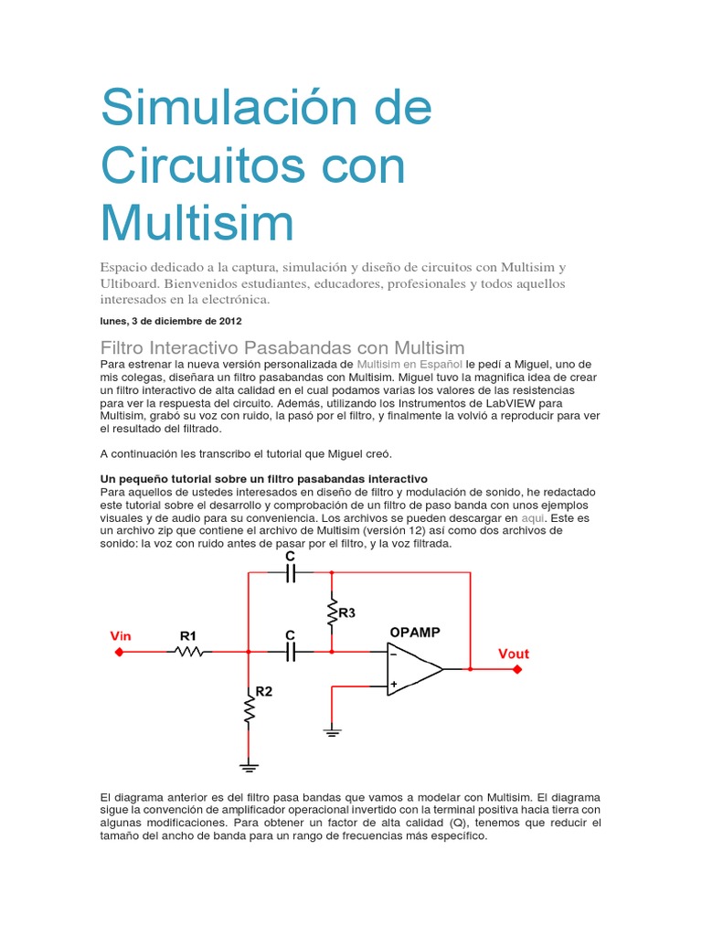 Simulación de Circuitos Con Multisim | PDF | Micrófono | Archivo de computadora