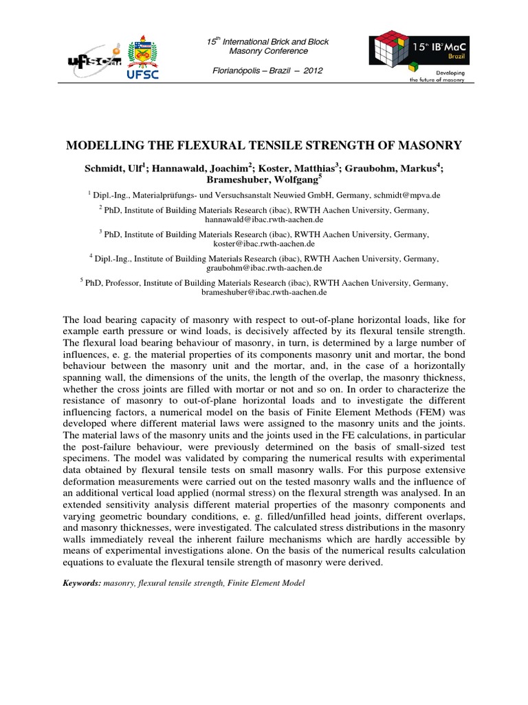Modelling the Flexural Tensile Strength of Masonry: A Finite Element ...