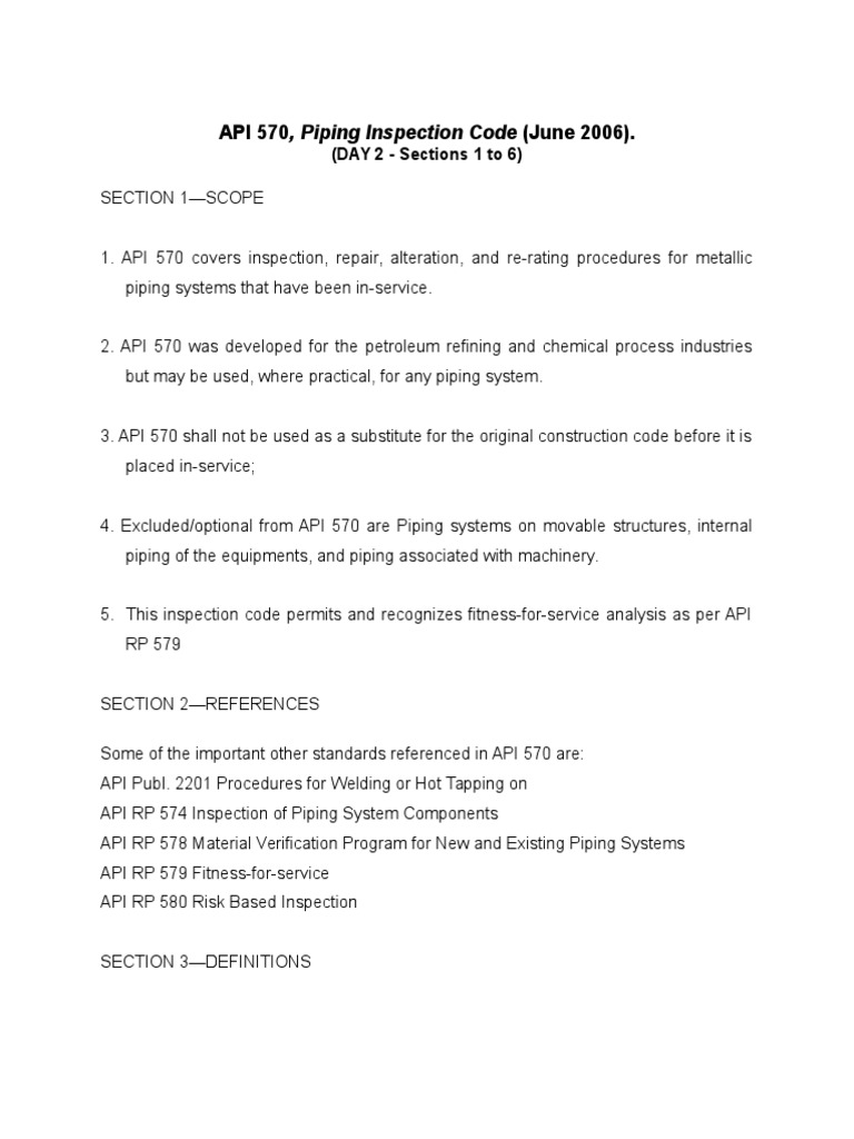 API 570, Piping Inspection Code (June 2006) .: (DAY 2 - Sections 1 To 6 ...