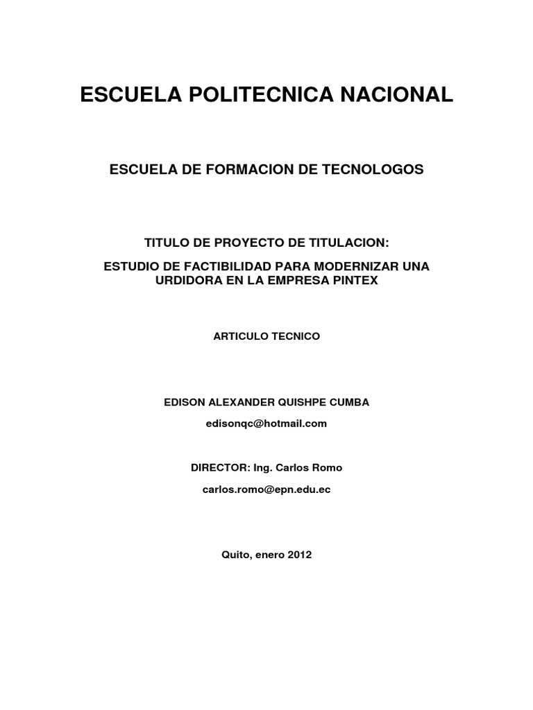 Articulo Tecnico - Edison Quishpe - Ing. Carlos Romo | PDF | Science ...