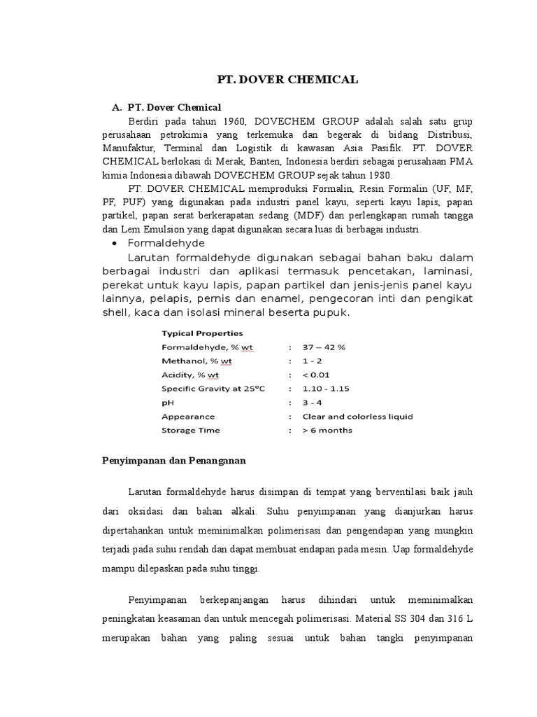 A. PT. Dover Chemical | PDF