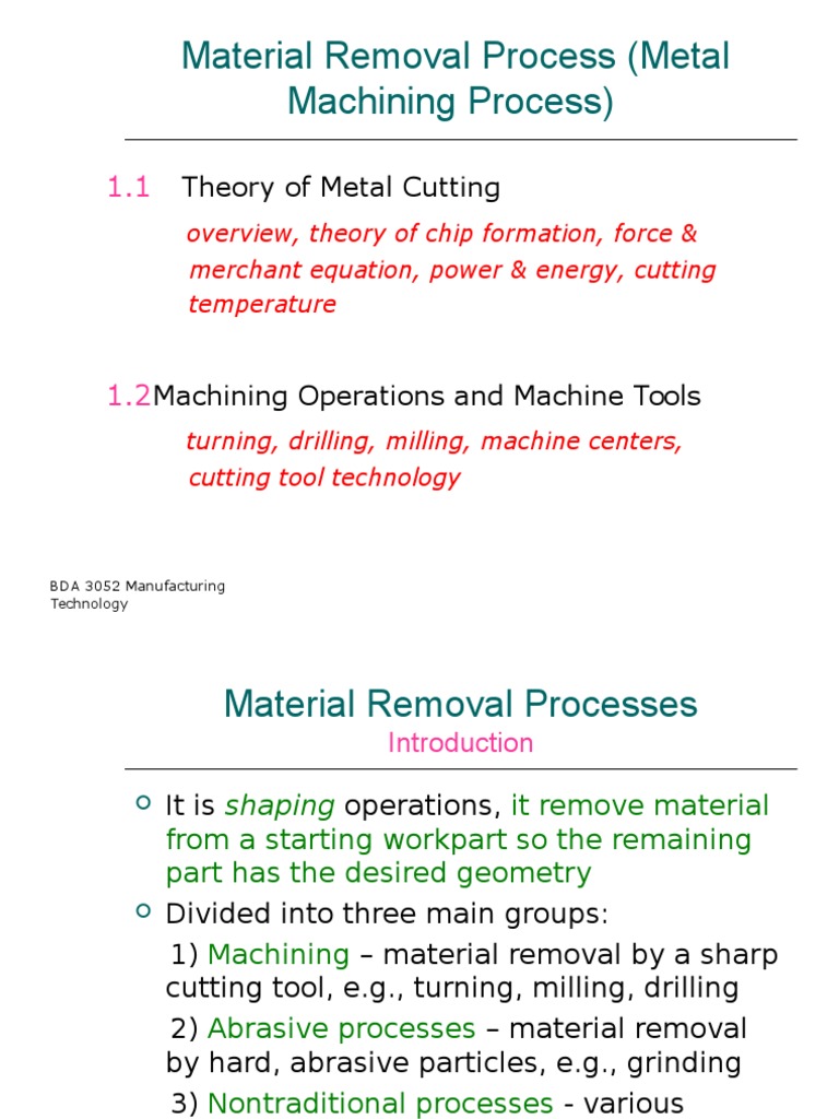 Material Removal Process (Metal Machining Process) : Theory of Metal ...