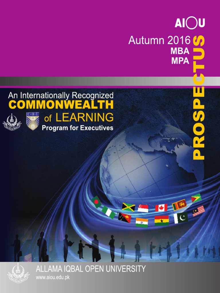 AIOU Commonwealth MBA/MPA Program Guide | PDF | Master Of Business ...