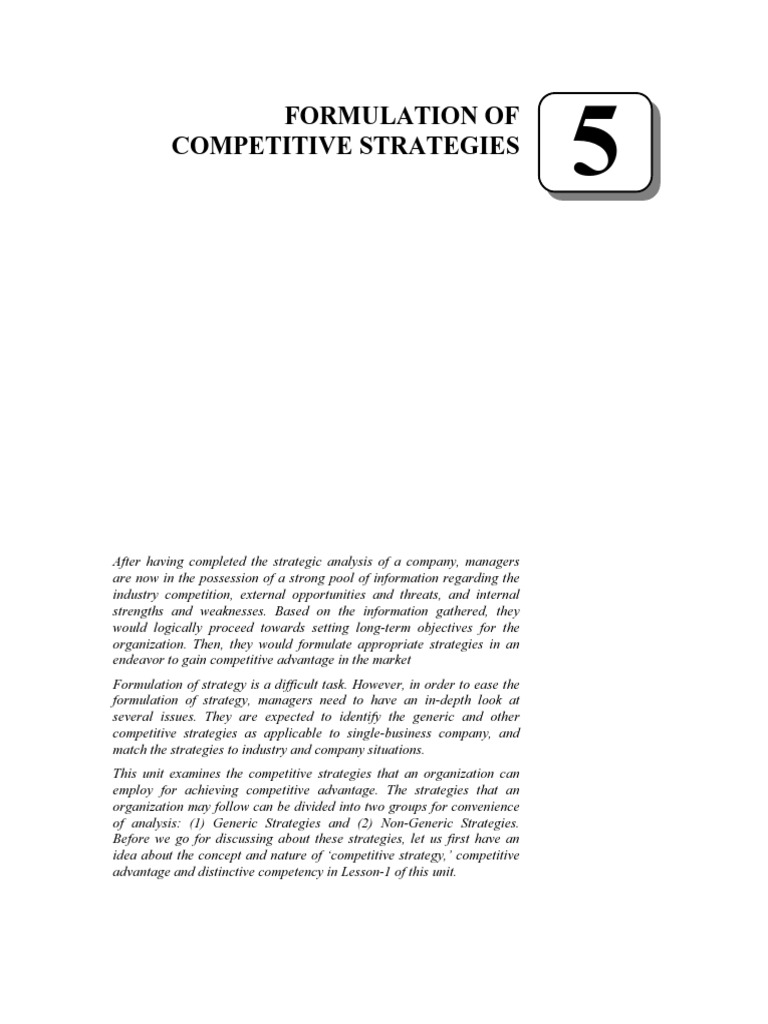 Formulation of Competitive Strategies | PDF | Competitive Advantage ...