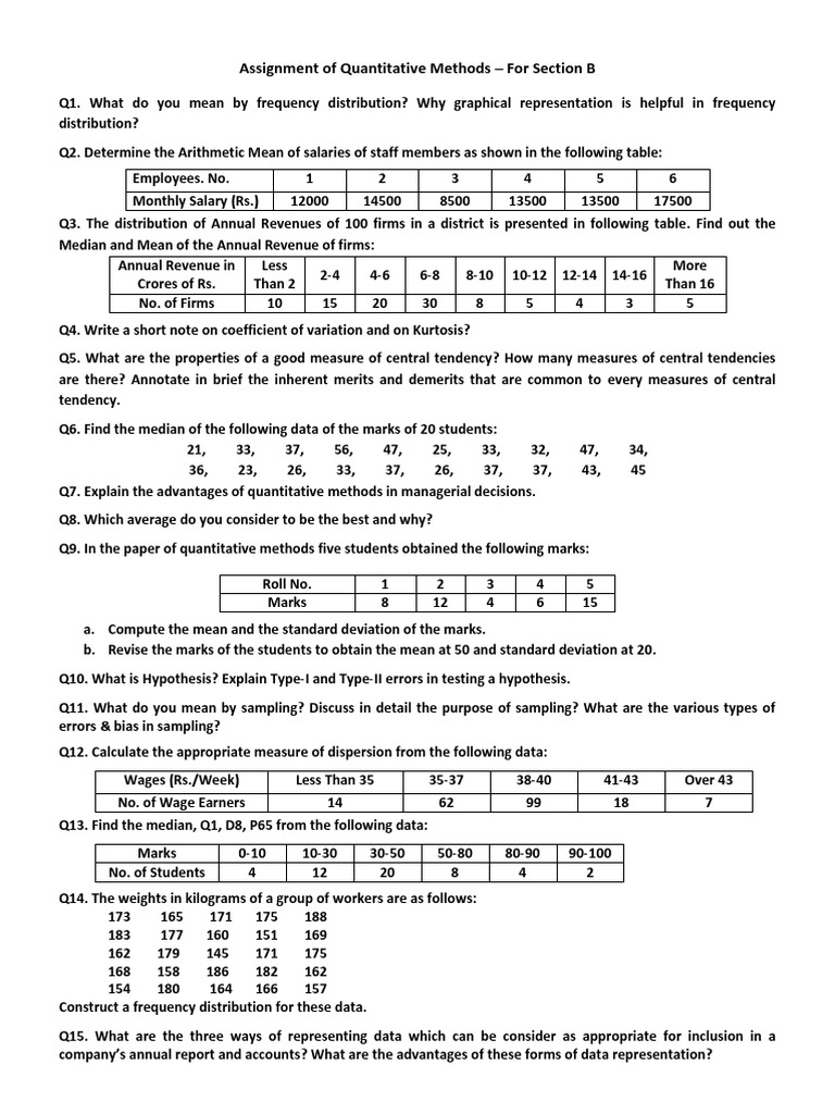 QM Assignment For Section-B | PDF