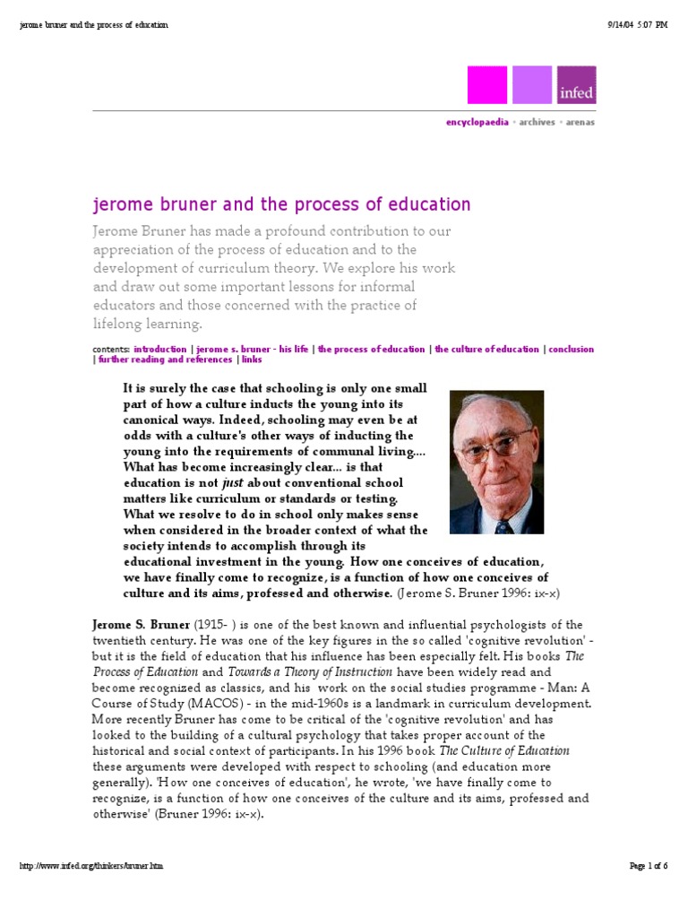 Jerome Bruner and The Process of Education: Encyclopaedia | PDF ...