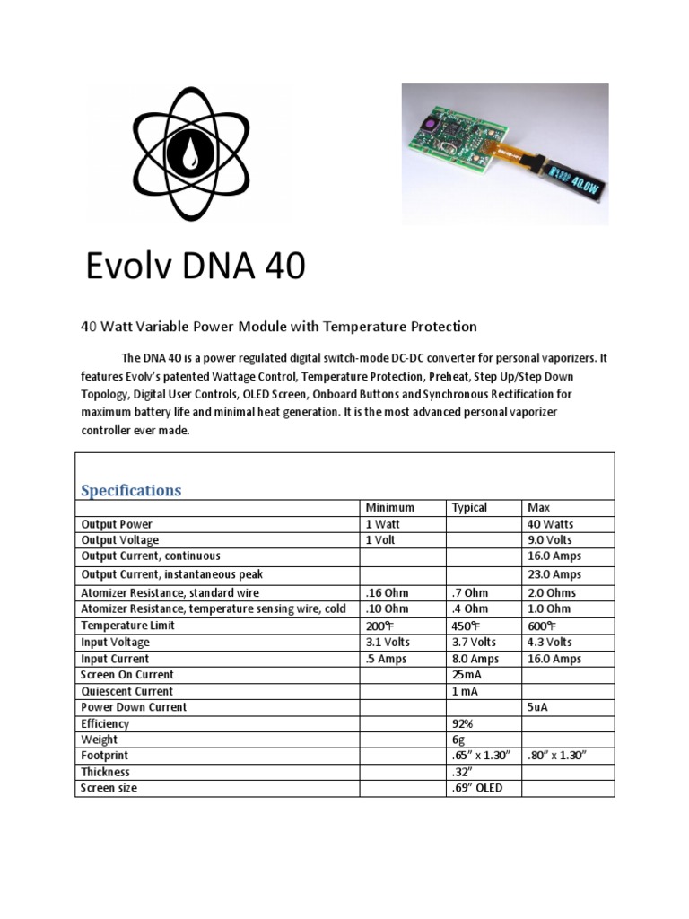 The DNA 40: An Advanced Variable Wattage Vaporizer Module with ...