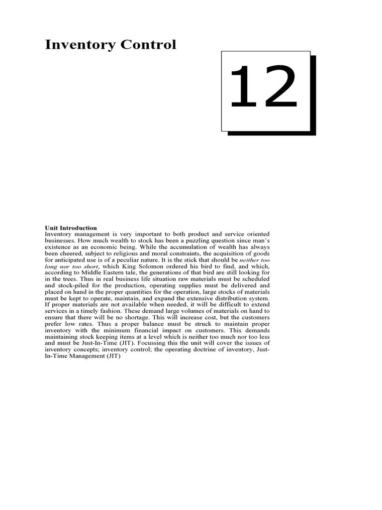 Unit 12 | Download Free PDF | Inventory | Operations Management