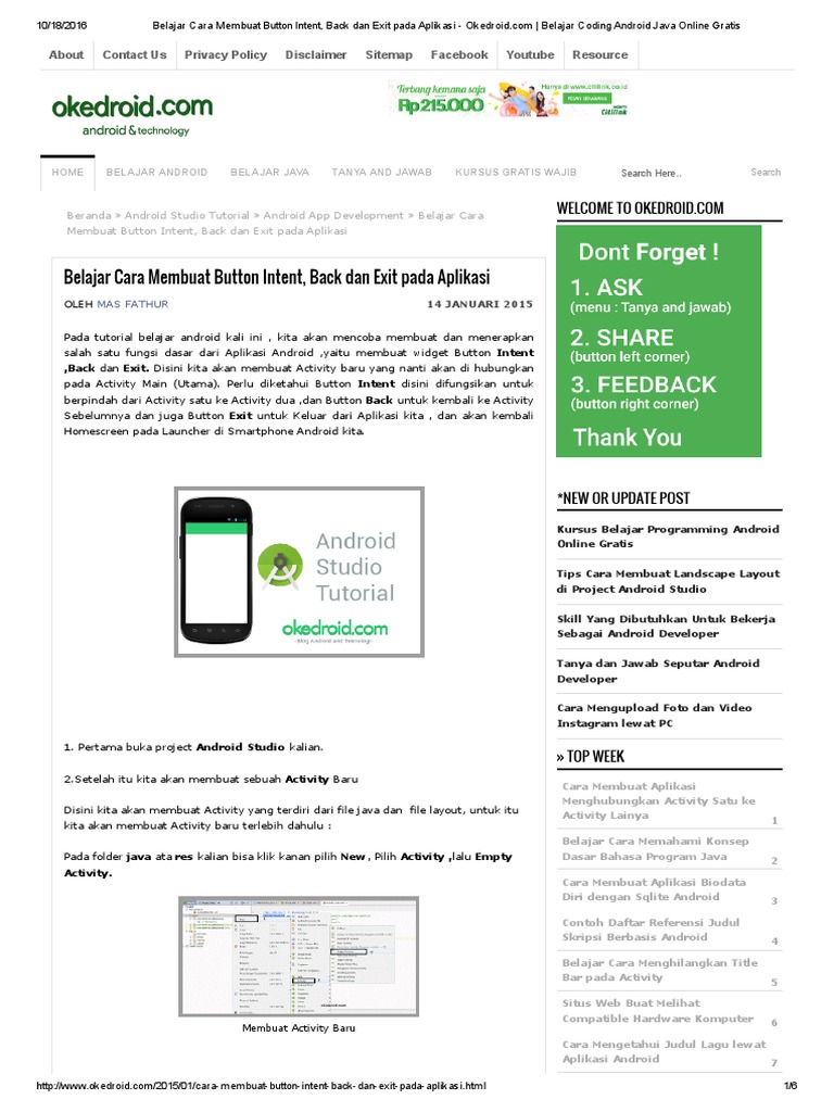 Belajar Cara Membuat Button Intent, Back Dan Exit Pada Aplikasi ... Belajar Cara Membuat Button Intent, Back Dan Exit Pada Aplikasi ...