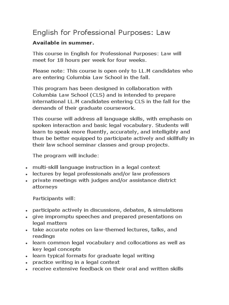 English for Professional Purposes | Lecture | Academia