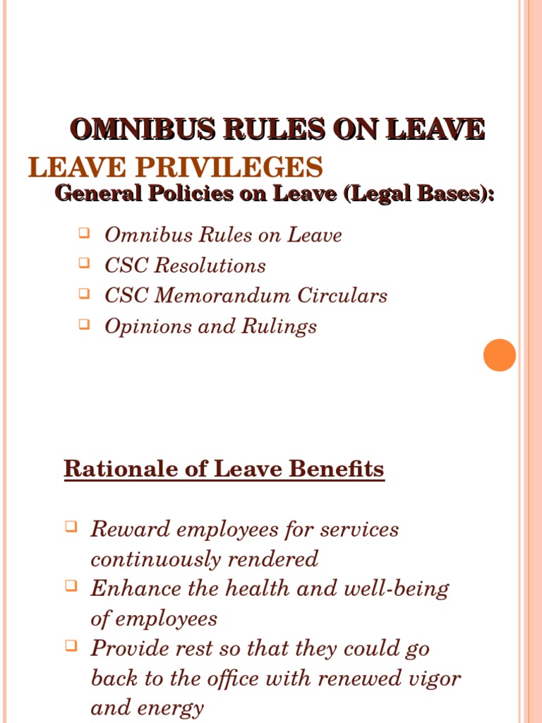 Omnibus Leave Rules for Government Employees | PDF | Sick Leave | Marriage