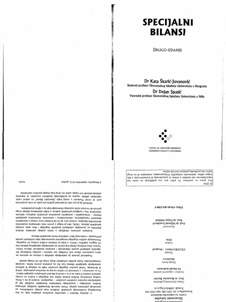 Specijalni Bilansi | PDF