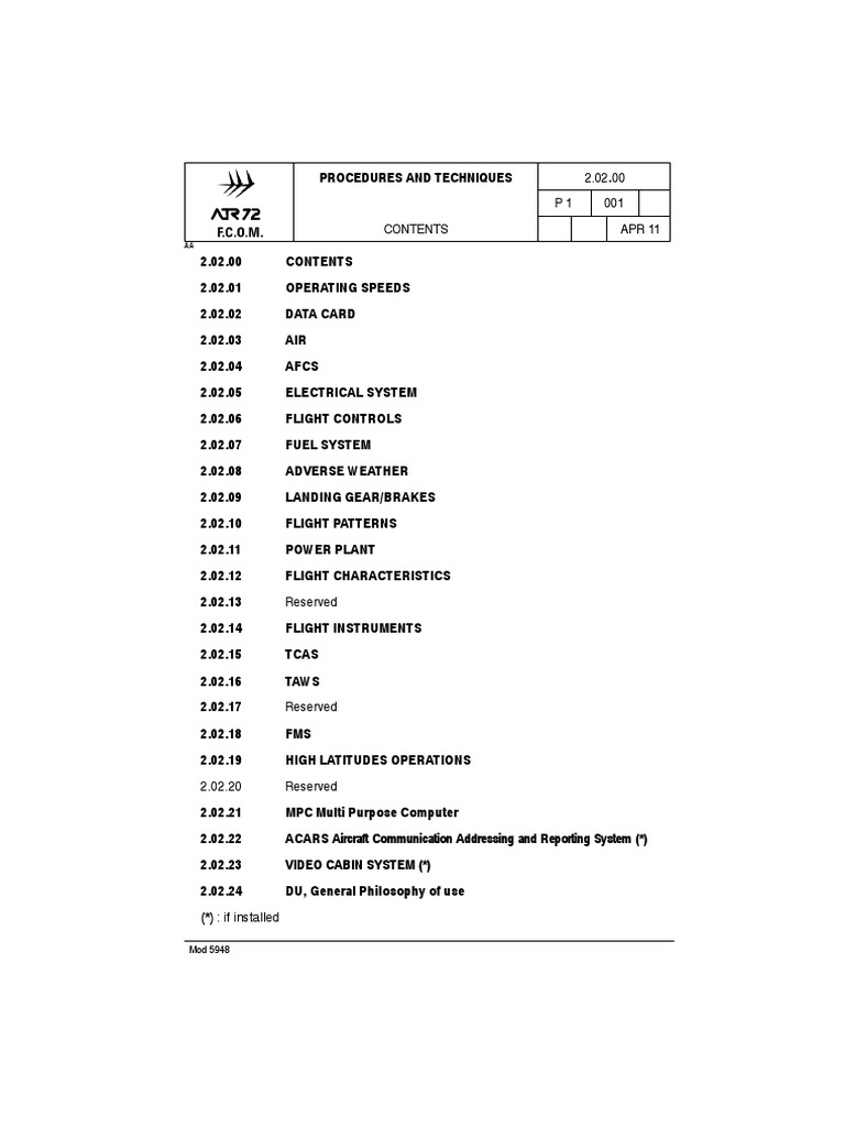 Atr 72 Procedures and Techniques | PDF | Aircraft Flight Control System ...