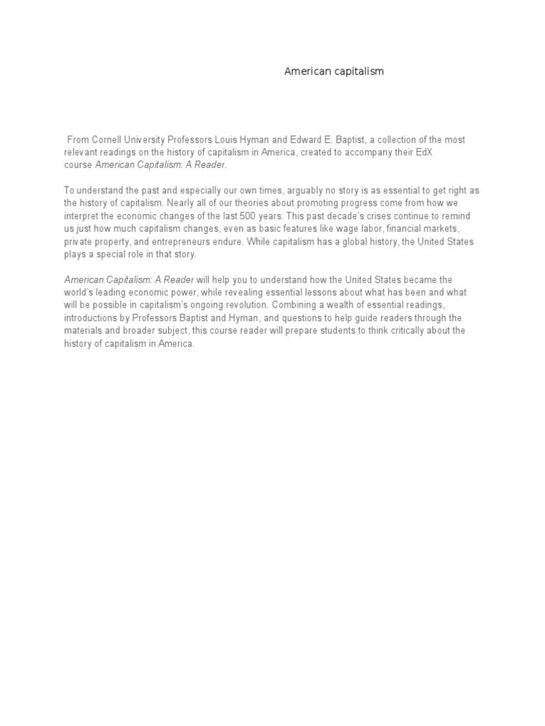 American Capitalism: Essential Readings | PDF