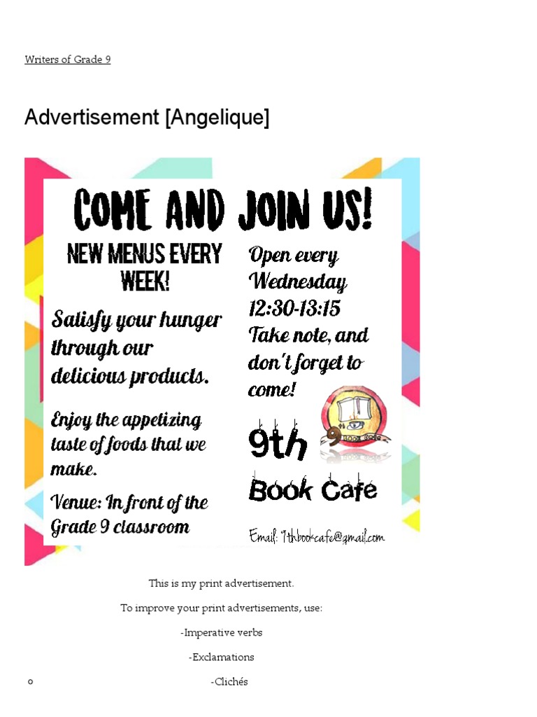 Grade 9 Advertisement Writing Tips | PDF | Career & Growth | Language ...
